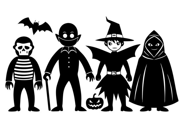 Trick Or Treat Halloween Costumes Vector Illustration Premium Ai Generated Vector