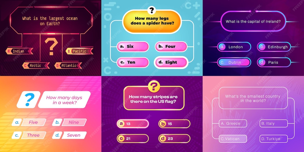 Premium Vector | Trivia game ui Question and answer template for quiz show multiple choice ...