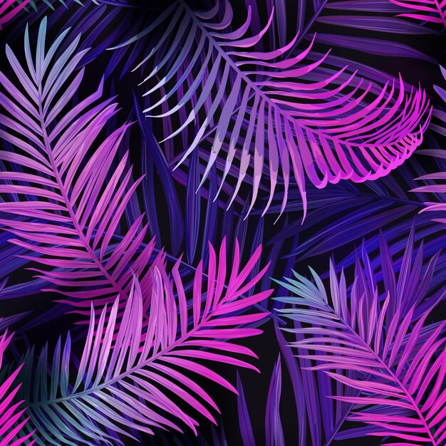 Premium Vector | Neon color tropical leaves. trendy colorful palm tree ... Premium Vector | Neon color tropical leaves. trendy colorful palm tree ...