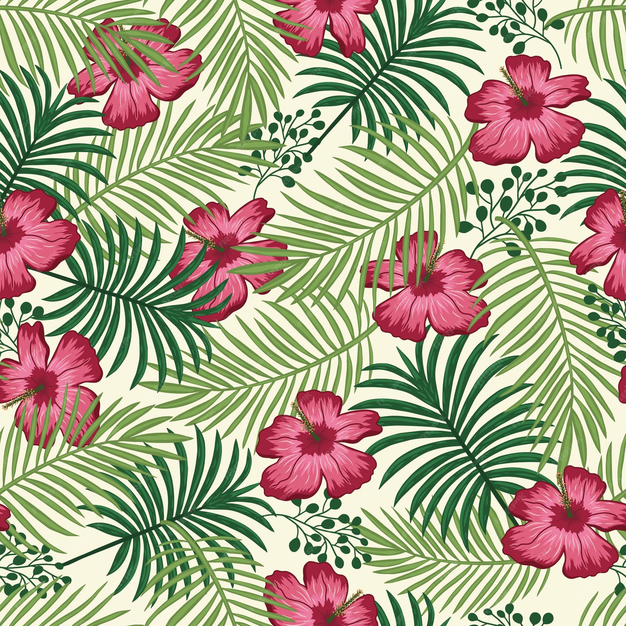 Premium Vector | Tropical floral colorful seamless pattern with ... Premium Vector | Tropical floral colorful seamless pattern with ...
