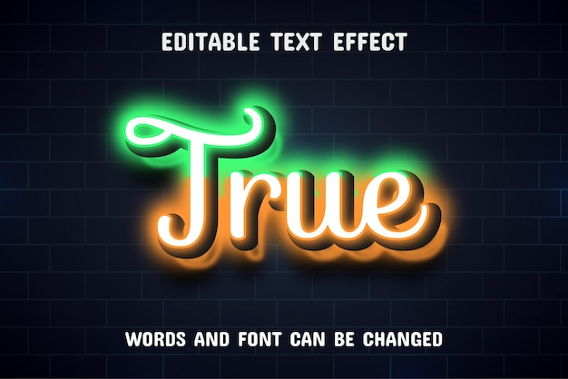 Premium Vector | True text neon text effect editable Premium Vector | True text neon text effect editable