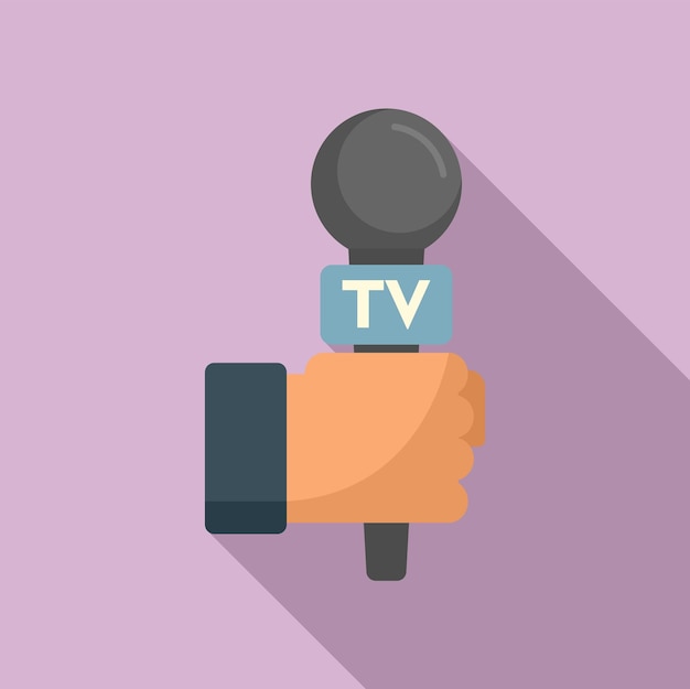 Premium Vector | Tv reporter microphone icon flat illustration of tv ... Premium Vector | Tv reporter microphone icon flat illustration of tv ...