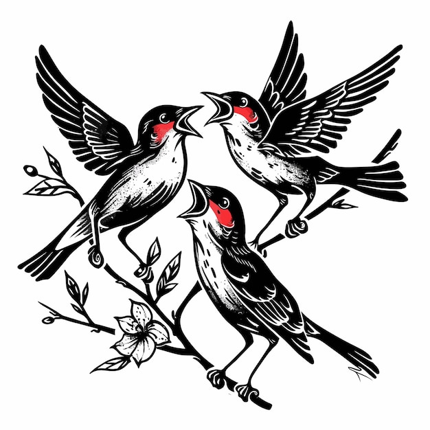 Two Birds With Red Eyes And Black And Red Eyes One Has A Red Eye