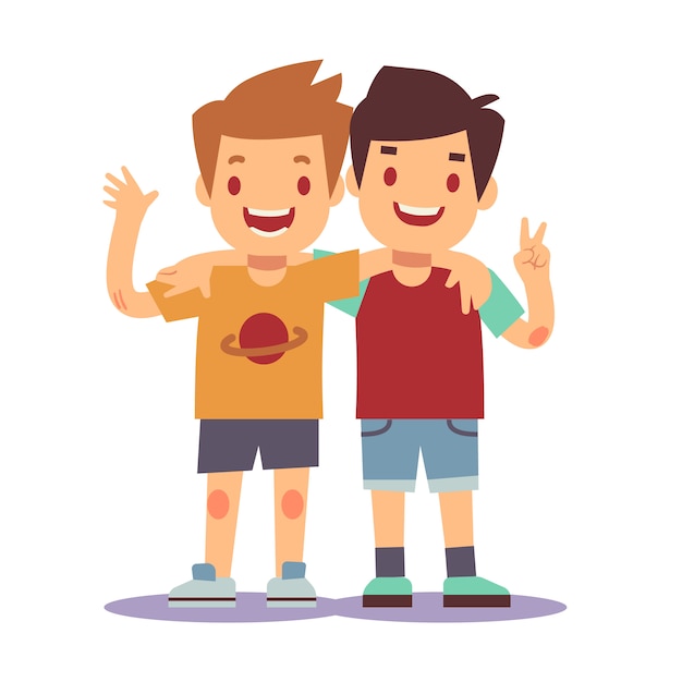Premium Vector | Two boys hugging Premium Vector | Two boys hugging