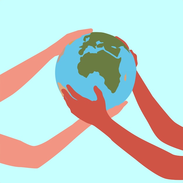 Premium Vector Two Hands Holding A Globe