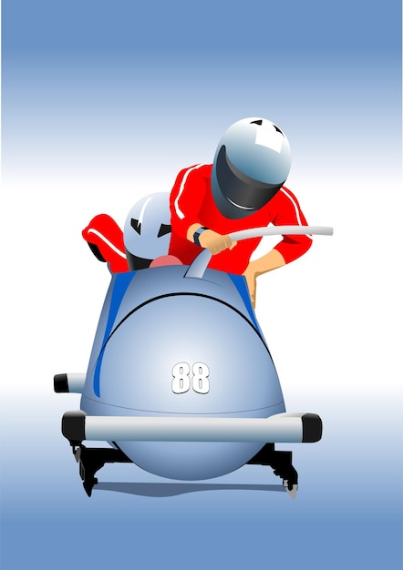 Premium Vector | Two men team bobsleigh 3d vector color Premium Vector | Two men team bobsleigh 3d vector color