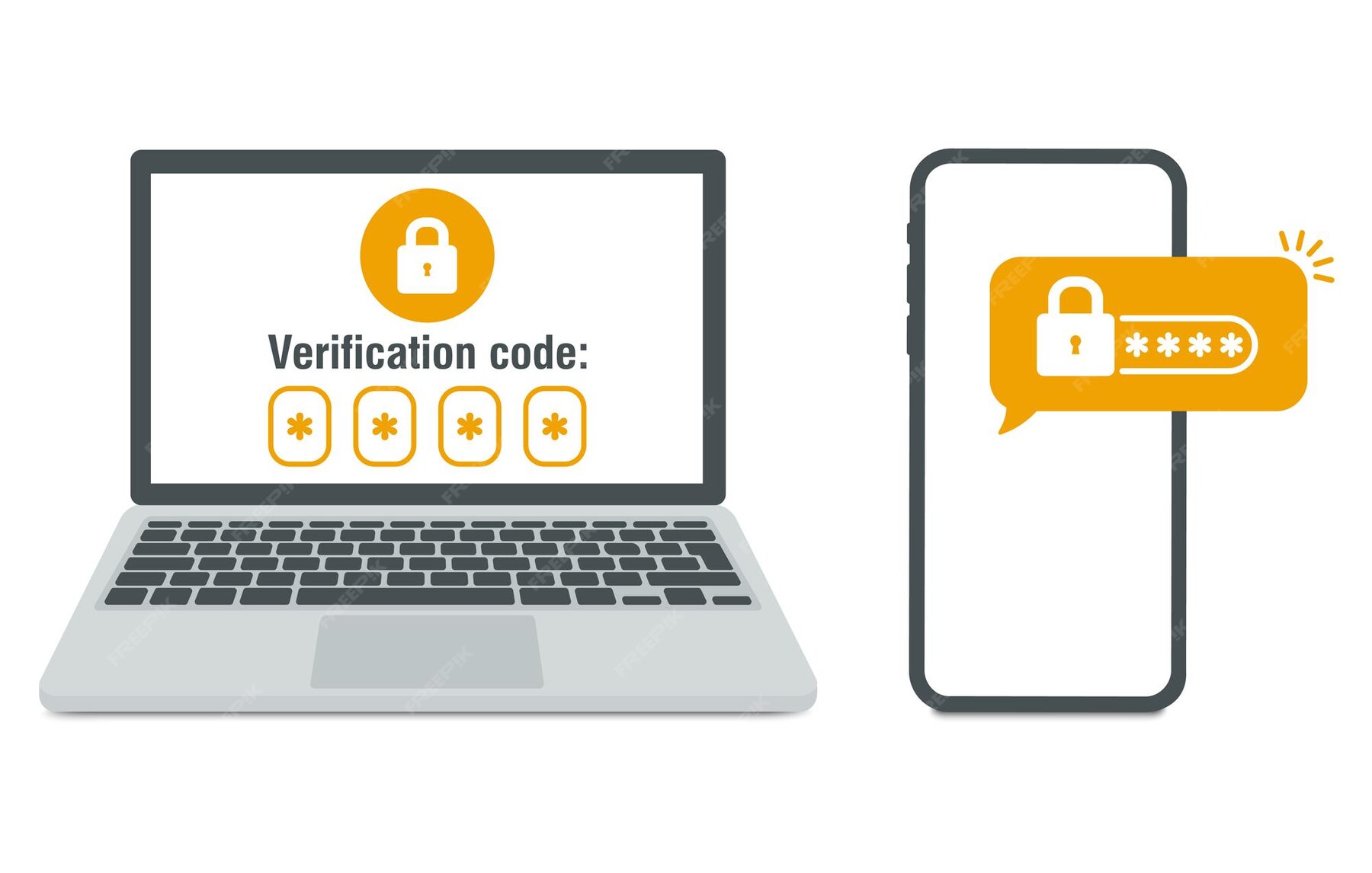Premium Vector | Two steps authentication verification push code message on smartphone notice ...