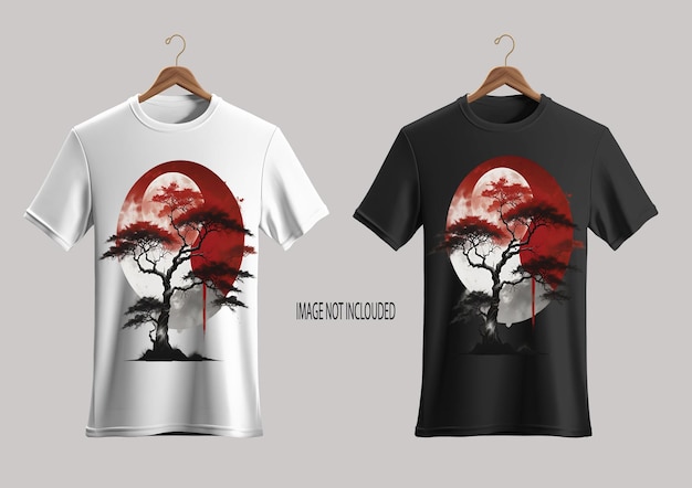 Premium Vector | Two t shirts with a tree on the front and the words ... Premium Vector | Two t shirts with a tree on the front and the words ...