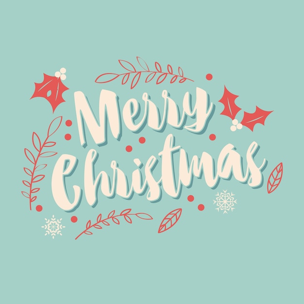Premium Vector | Typographic merry christmas card with decorative elements Premium Vector | Typographic merry christmas card with decorative elements