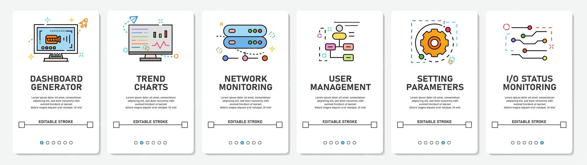 Premium Vector | UI Development Digital Menu HMI, SCADA, PLC, network ...