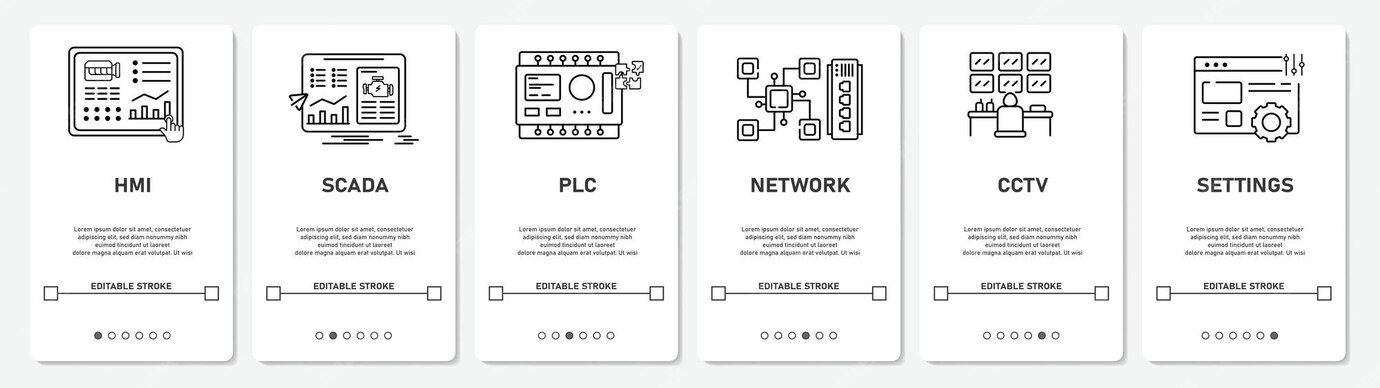 Premium Vector Ui Development Digital Menu Hmi Scada Plc Network Monitoring Status Website