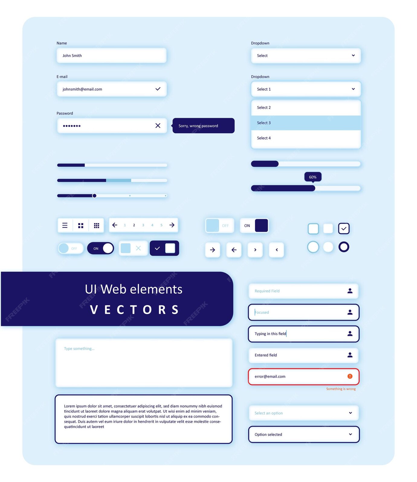 Premium Vector | Ui elements for web and mobile applications includes radio buttons, checkboxes ...