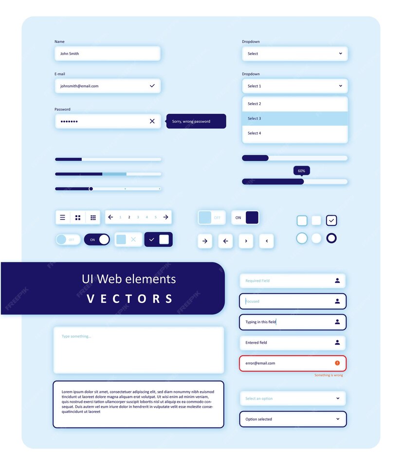 Premium Vector | Ui elements for web and mobile applications includes radio buttons, checkboxes ...