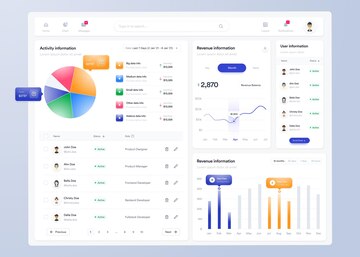 Premium Vector | Ui ux infographic dashboard ui design with graphs ...