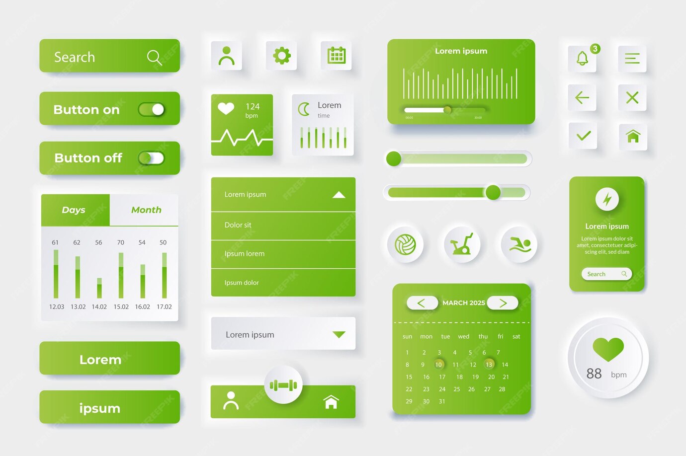 Premium Vector | Ui ux kit for apps and website ui design with gradient ...