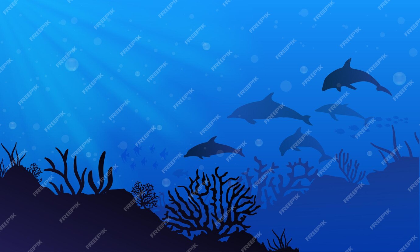 Premium Vector | Underwater landscape background with silhouette of ... Premium Vector | Underwater landscape background with silhouette of ...