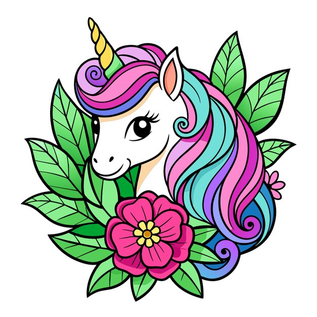 Unicorn flower draw vector illustration | Premium AI-generated vector Unicorn flower draw vector illustration | Premium AI-generated vector