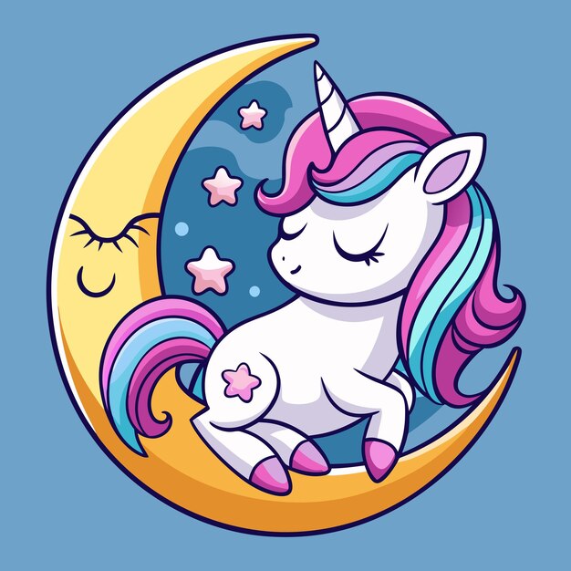 Premium Vector | Unicorn Sleeping Under Moon Cartoon Vector Drawing Premium Vector | Unicorn Sleeping Under Moon Cartoon Vector Drawing