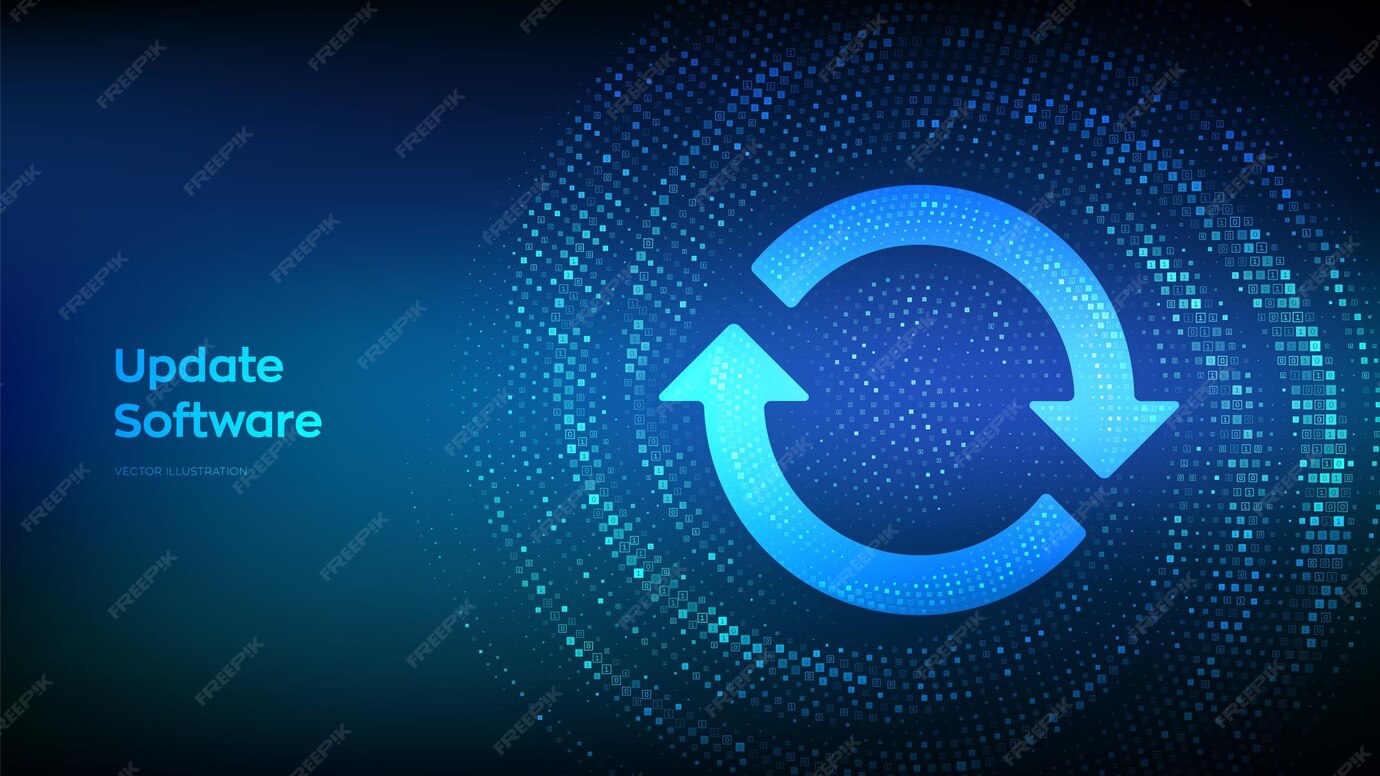 Premium Vector | Update Software Synchronization icon Upgrade computer program version concept ...