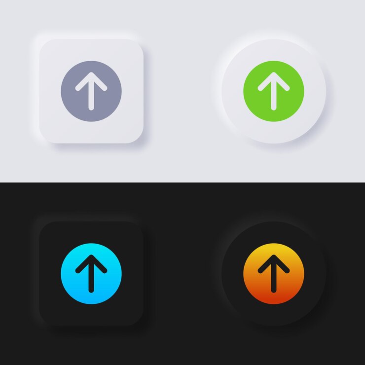 Premium Vector | Upload button arrow icon set multicolor neumorphism button soft ui design for ...