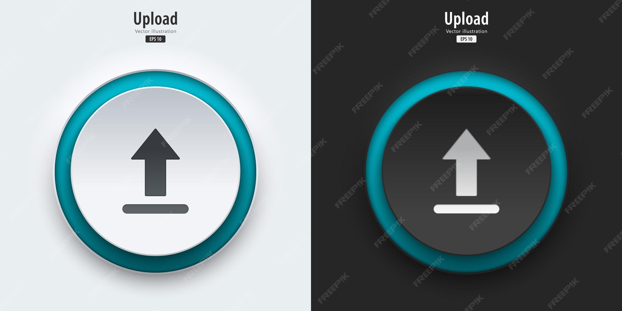 Premium Vector Upload Sign A Set Of Black And White Push Buttons With Upload Symbols Upload