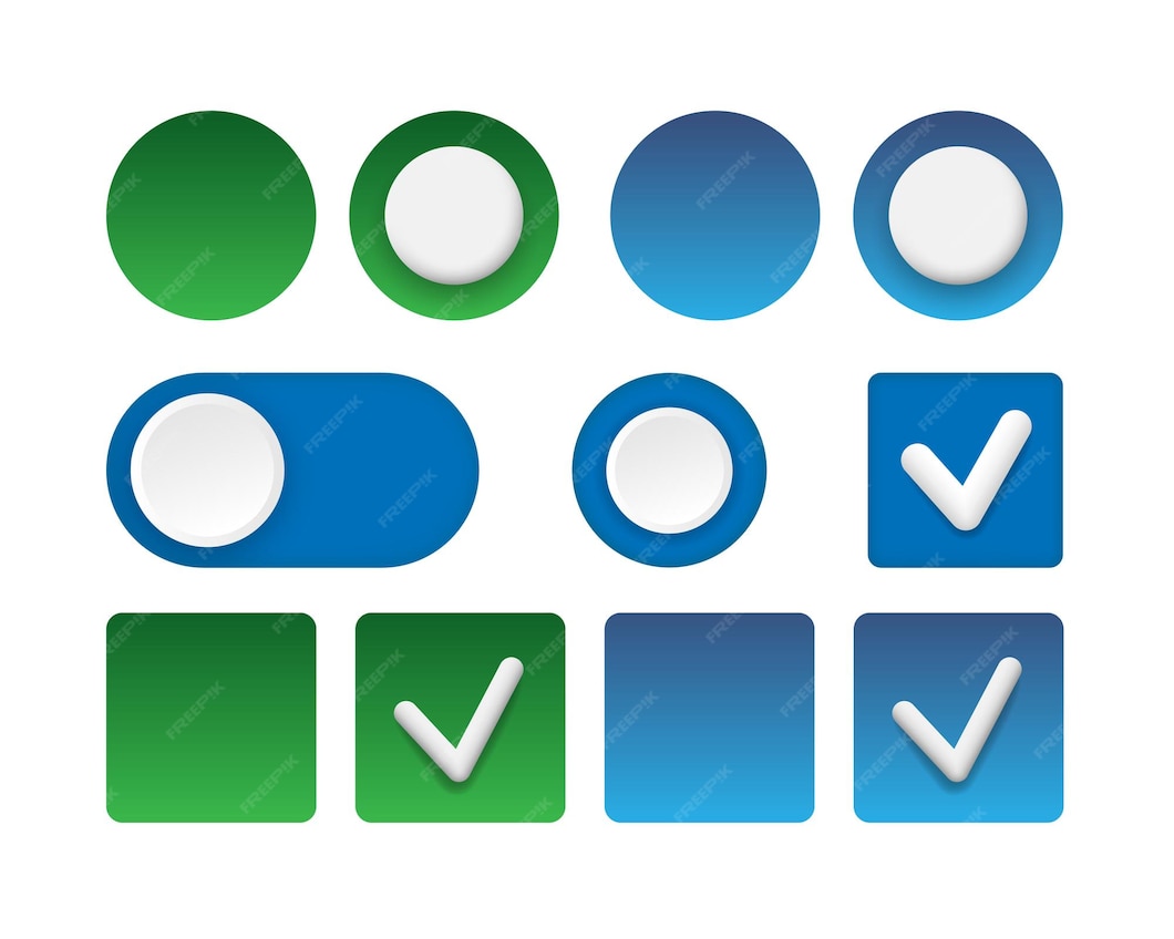 Premium Vector | User interface design elements toggle button radio button and checkbox vector set