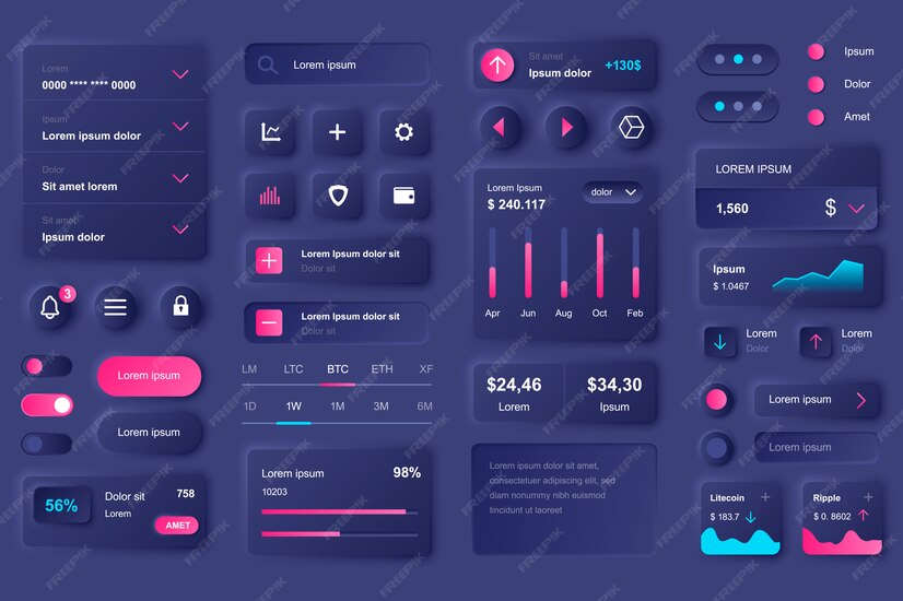 Premium Vector | User interface elements for cryptocurrency mobile app ...
