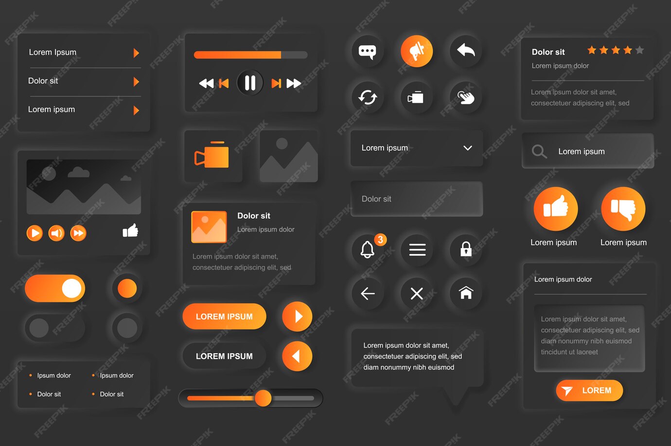 비디오 튜브 모바일 앱용 사용자 인터페이스 요소 라이브 스트리밍 서비스 멀티미디어 컨텐츠 비디오 플레이어 Gui 템플릿 독특한 Neumorphic Ui Ux 디자인
