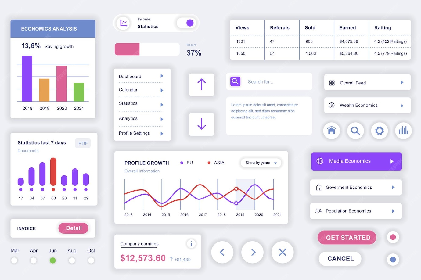 Premium Vector | User interface elements set for accounting mobile app kit template with hud ...
