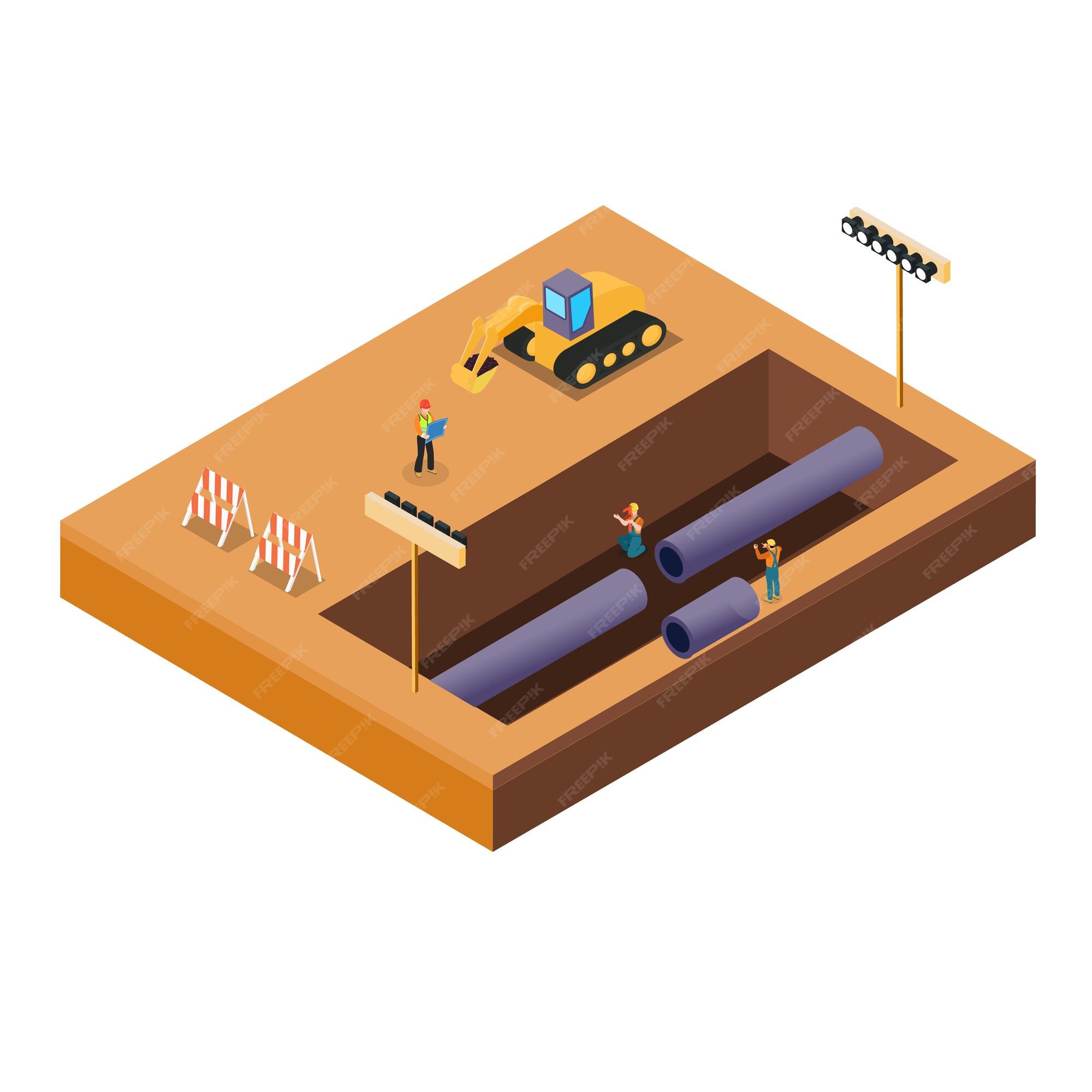 Premium Vector | Utility Services Repairing Pipeline Of Sewerage Premium Vector | Utility Services Repairing Pipeline Of Sewerage