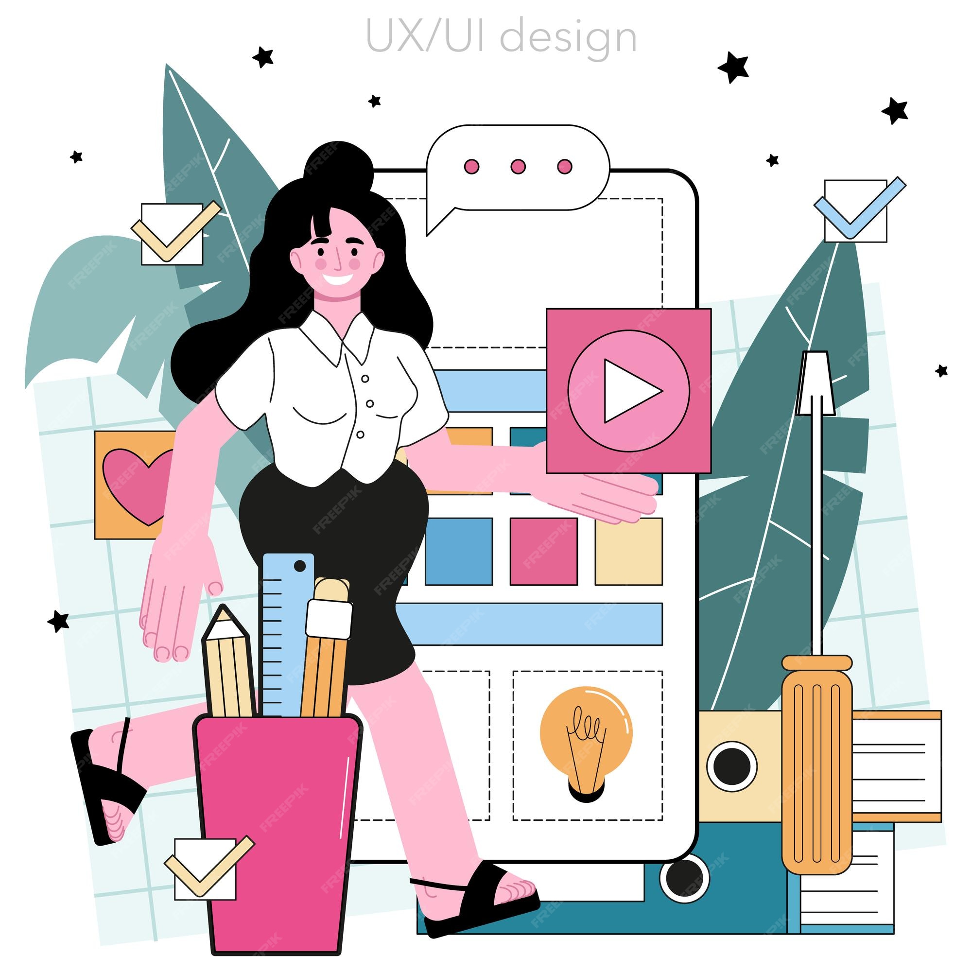 Premium Vector Ux And Ui Designer App Or Website Interface