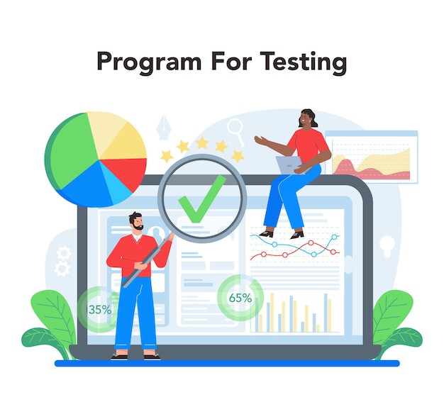 Ux Ui 디자이너 온라인 서비스 또는 플랫폼 앱 인터페이스 개선 사용자 인터페이스 디자인 및 사용자 경험 개발 온라인 테스트 프로그램 평면 벡터 일러스트 프리미엄 벡터