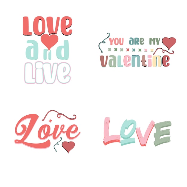 Premium Vector | Valentine day typography design set Premium Vector | Valentine day typography design set