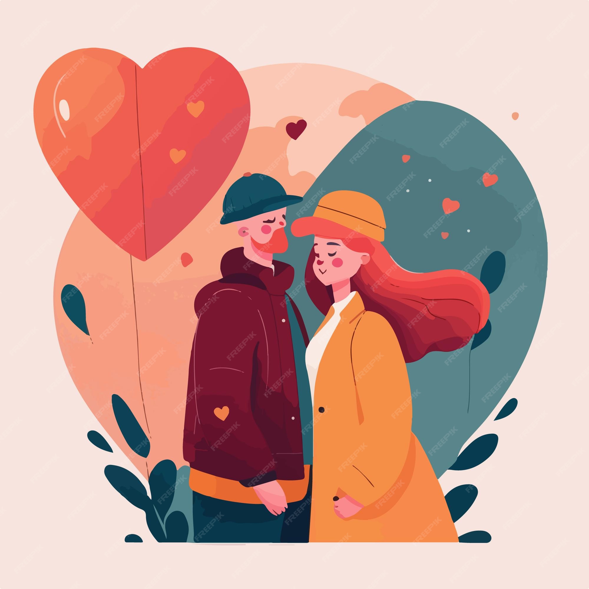 Premium Vector Valentines Day Cute Couple In Love Vector Illustration