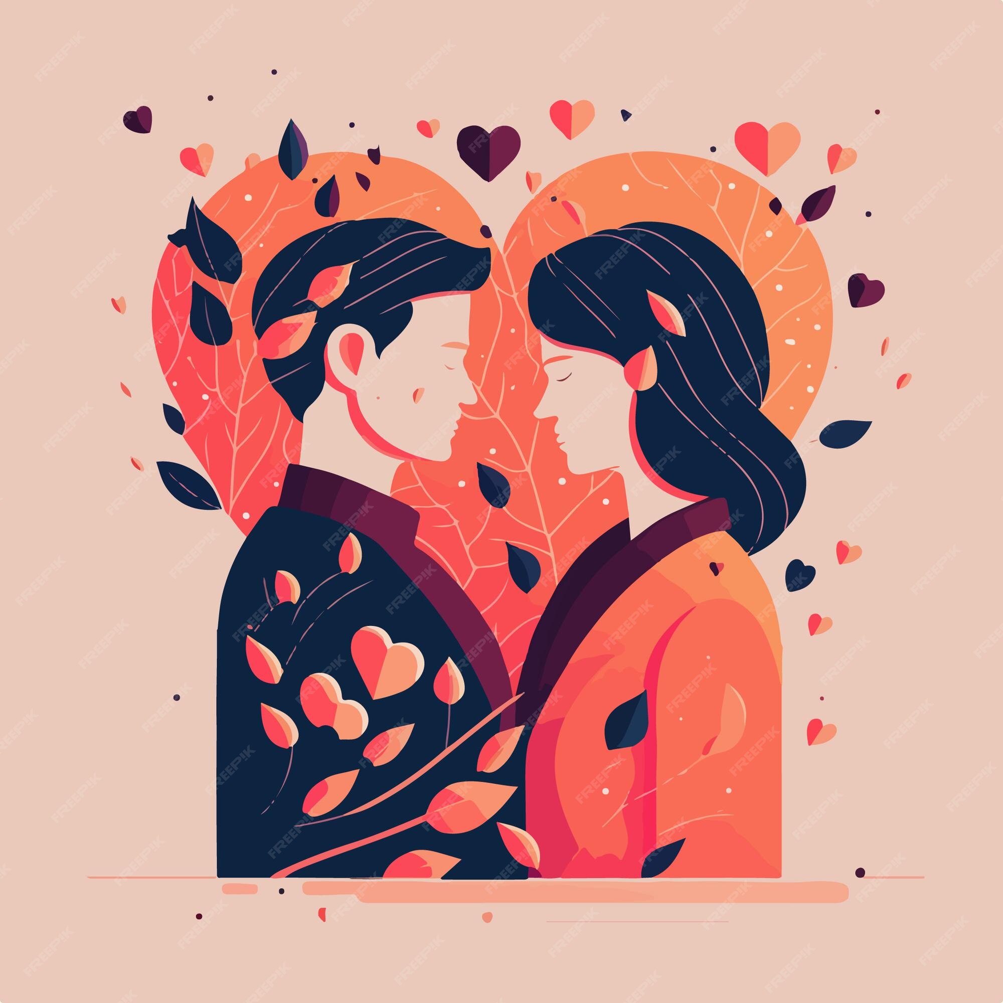 Premium Vector Valentines Day Cute Couple In Love Vector Illustration