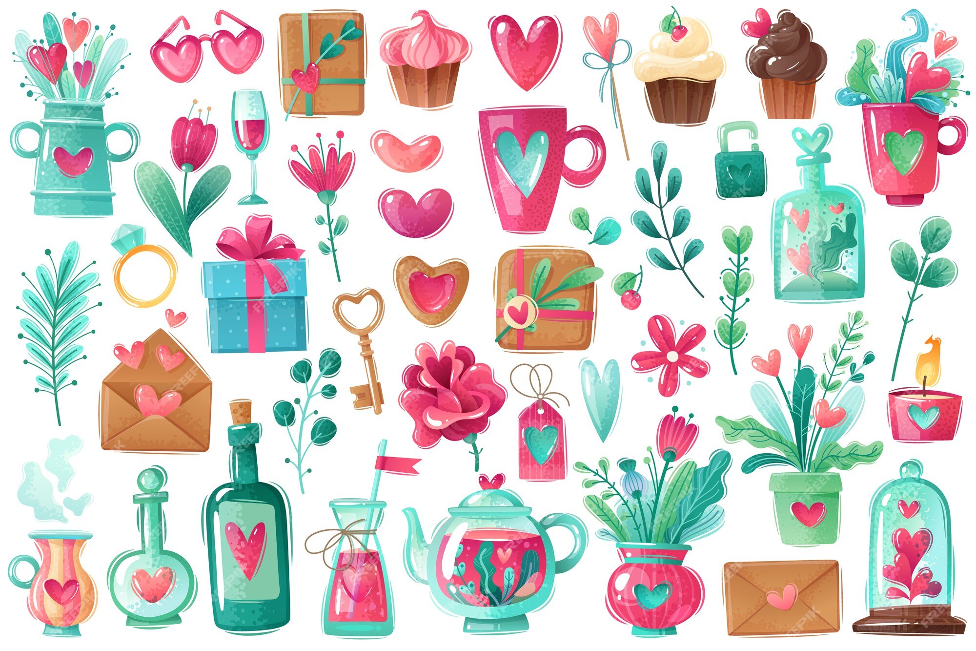 Premium Vector | Valentine's day set. Great set on the theme of ... Premium Vector | Valentine's day set. Great set on the theme of ...