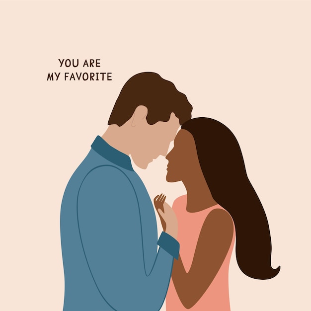 Premium Vector Valentines Day Couple Holding Hands And Looking Each