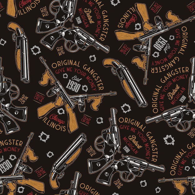 Premium Vector | Various guns seamless pattern with inscriptions Premium Vector | Various guns seamless pattern with inscriptions