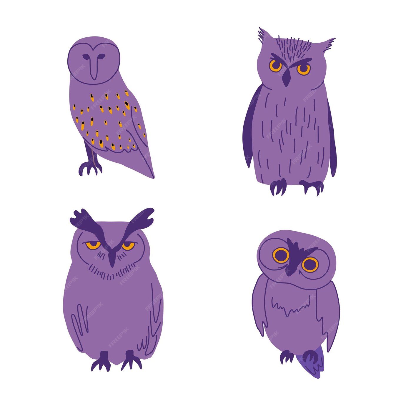 Premium Vector | Various owls vector illustrations hand drawn cartoon ... Premium Vector | Various owls vector illustrations hand drawn cartoon ...
