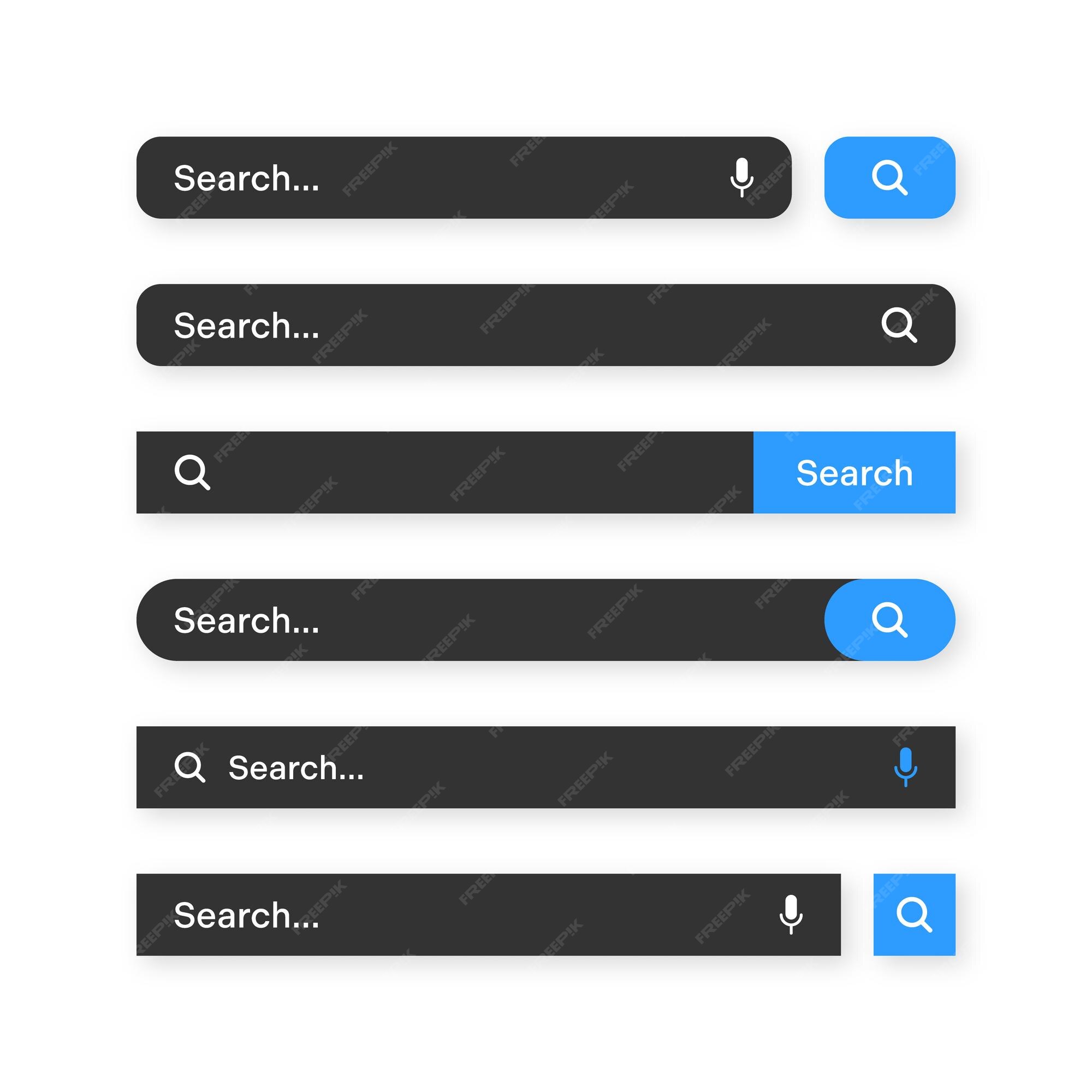 Premium Vector | Various search bar templates dark mode internet ...