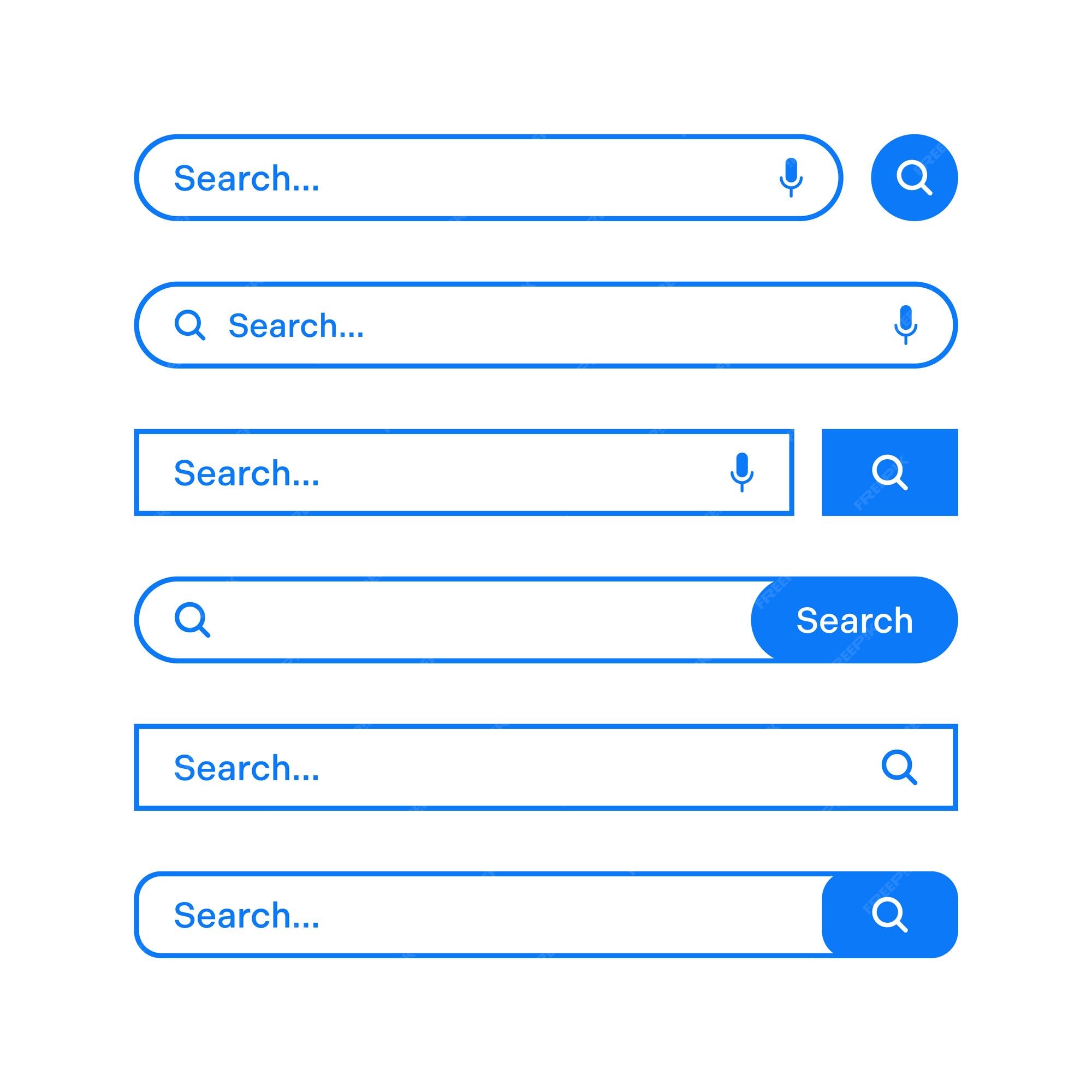 윤 경계를 가진 다양한 검색 바 검색 상자 주소 바 텍스트 필드 Ui 디자인 웹 사이트 인터페이스 요소 웹 아이콘 및 버튼 터 일러스트레이션 프리미엄 벡터