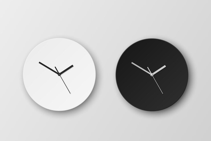 Premium Vector Vector 3d Realistic White And Black Wall Office Clock