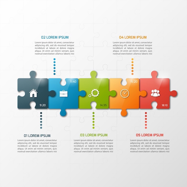 Premium Vector | Vector 5 steps puzzle style timeline infographic ... Premium Vector | Vector 5 steps puzzle style timeline infographic ...