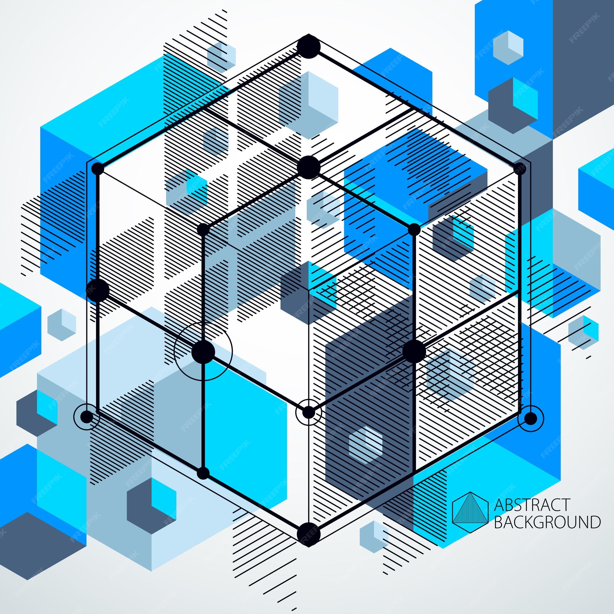 Premium Vector Vector Of Abstract Geometric 3d Cube Pattern And Blue Background Layout Of