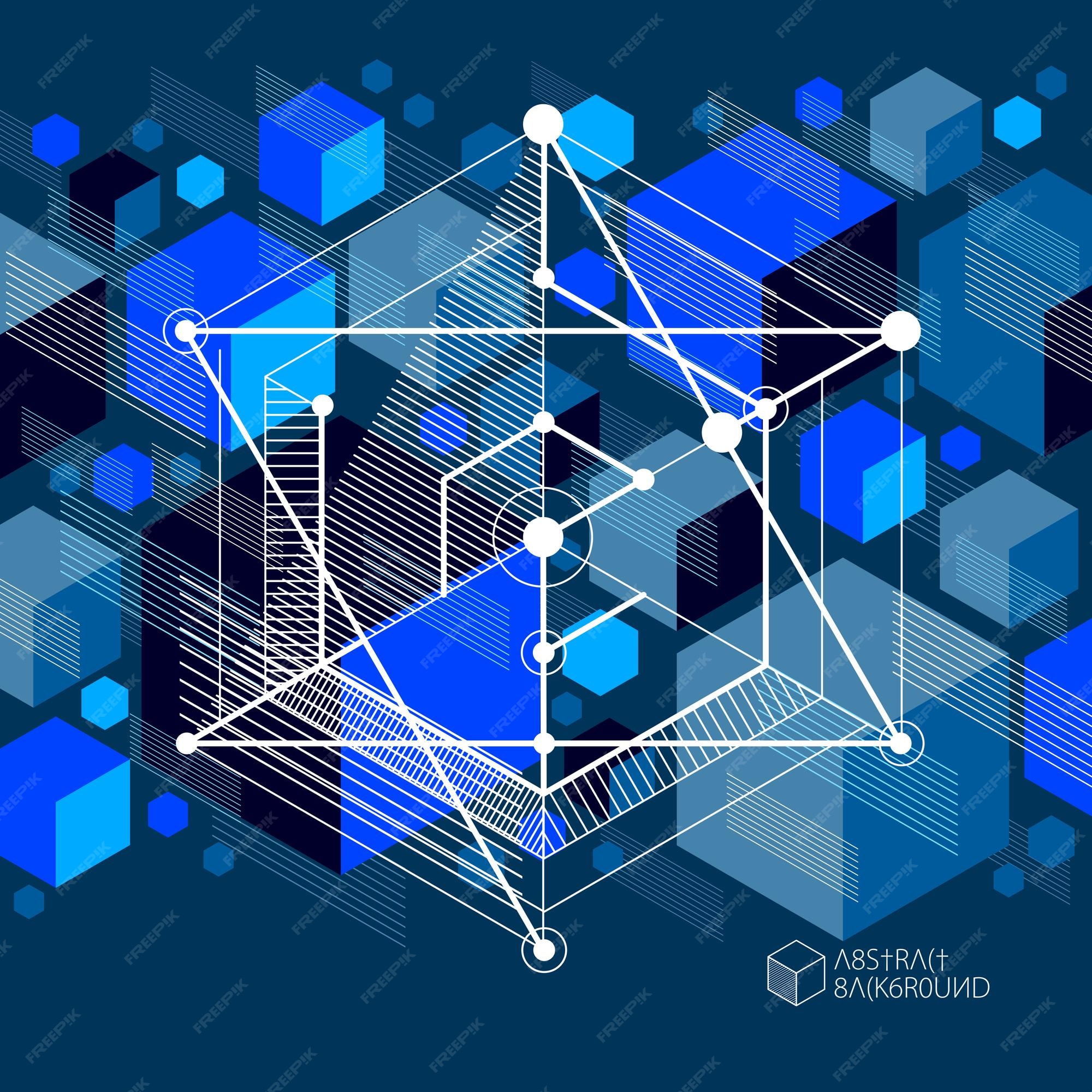 Premium Vector Vector Of Abstract Geometric 3d Cube Pattern And Dark Blue Background Layout