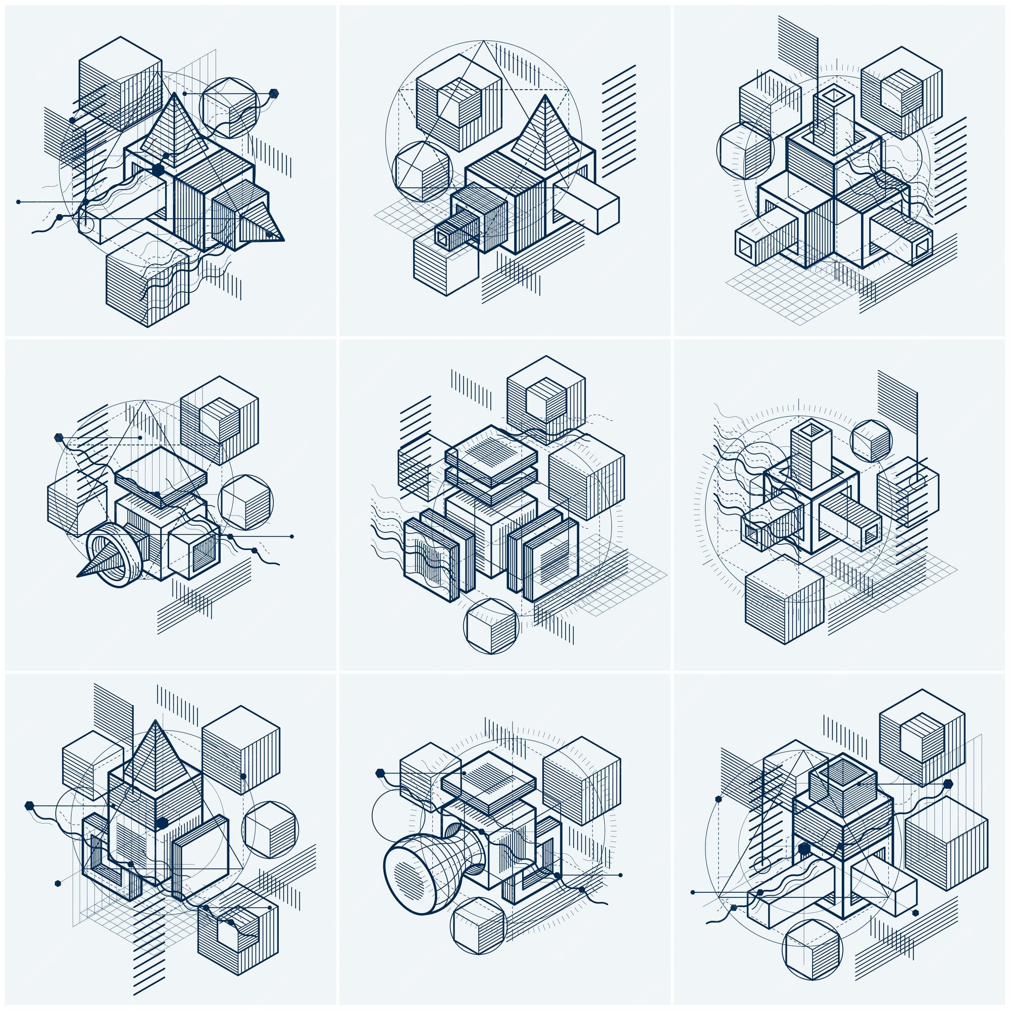 Premium Vector Vector Backgrounds With Abstract Isometric Lines And Figures Templates Made
