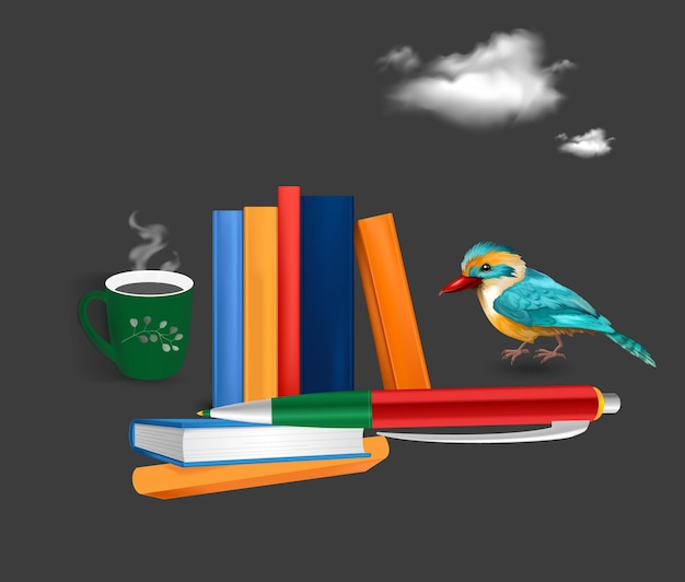 Premium Vector | Vector books stack realistic Premium Vector | Vector books stack realistic