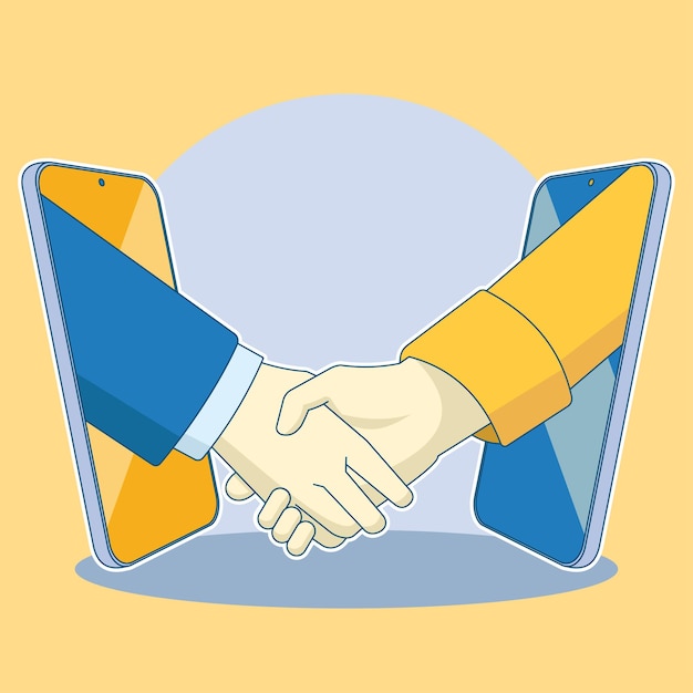 Premium Vector | Vector of business handshake background in flat style Premium Vector | Vector of business handshake background in flat style