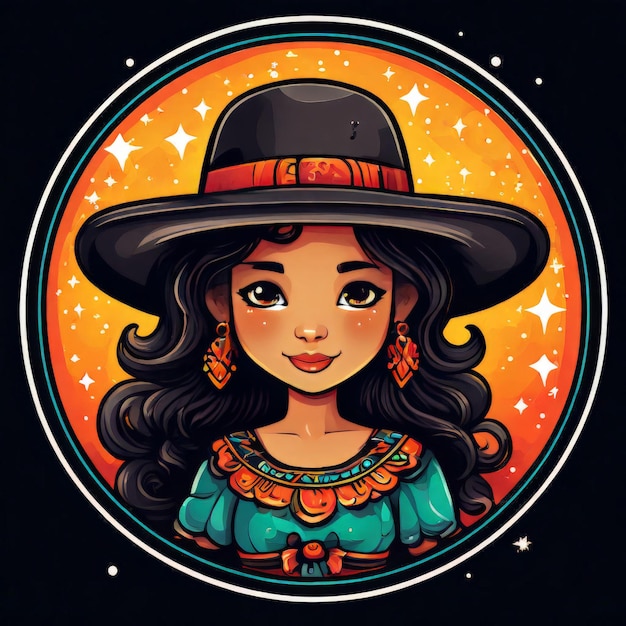 Premium Vector Vector Cartoon Cute Girl Wearing Traditional Costume With Stars Vector Cartoon