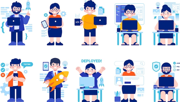 Premium Vector | Vector cartoon web developer and apps developer ...